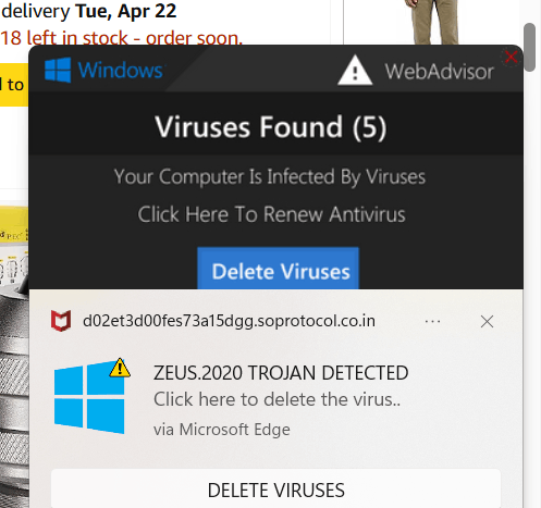 I am getting a popup stating "Your Computer is in danger, viruses found ...