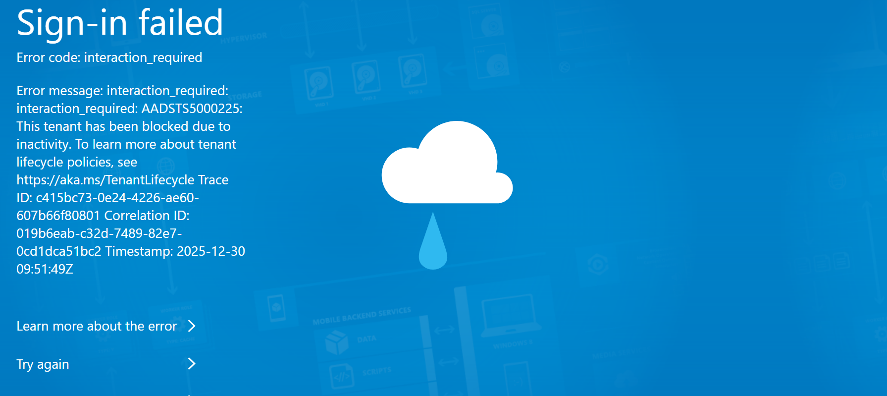 How can I recover my Azure account which has been locked due to long ...