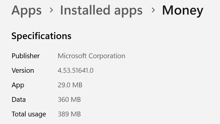 MS Money App, Windows 11 Home, does NOT open the Home Page when opened ...