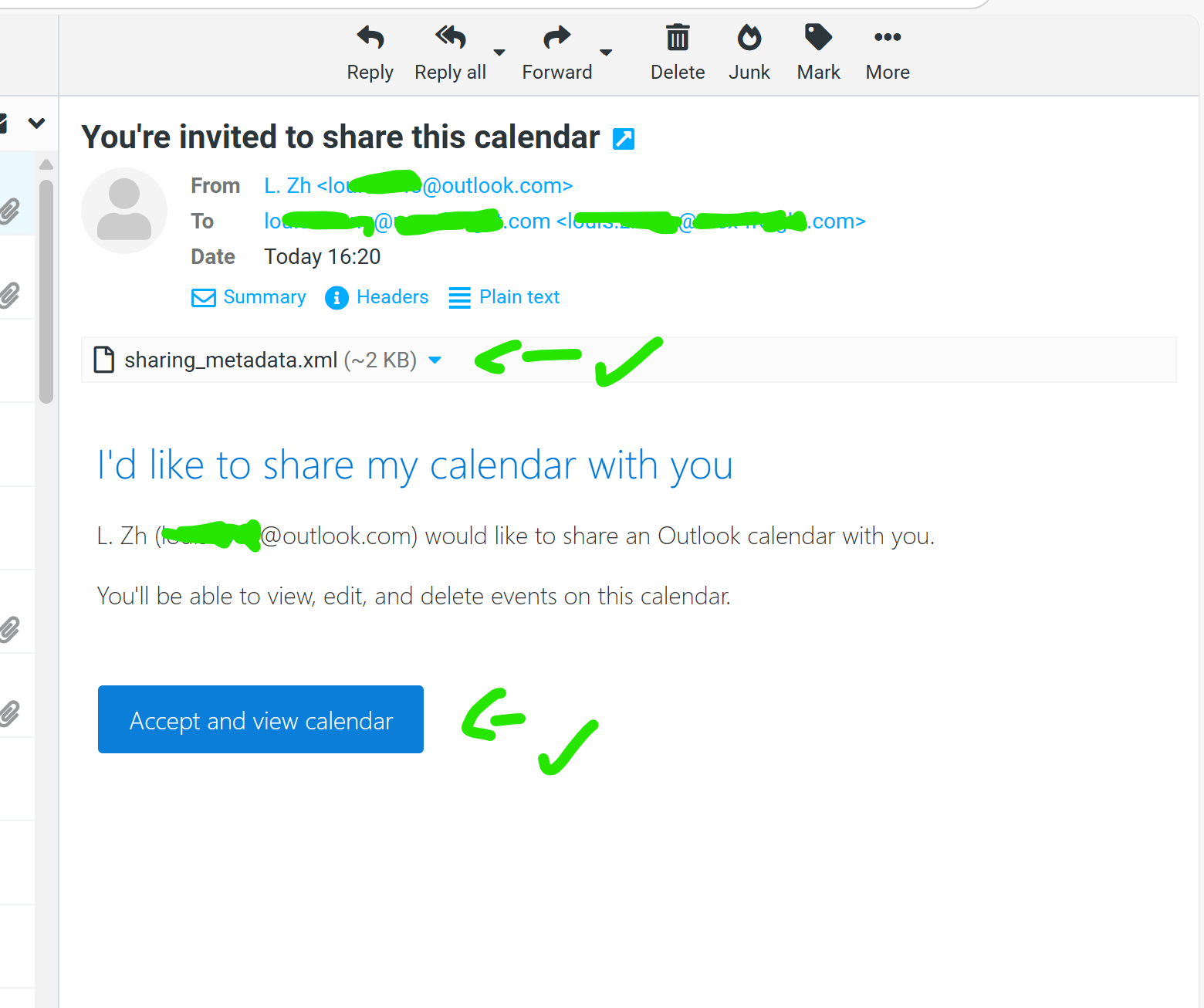 Strange Outlook Account Issue: Calendar Sharing Between Two Accounts ...