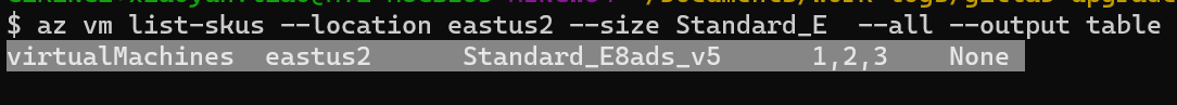 unable to create/scaleup a nodepool with Standard_E8ads_v5 in eastus2 ...