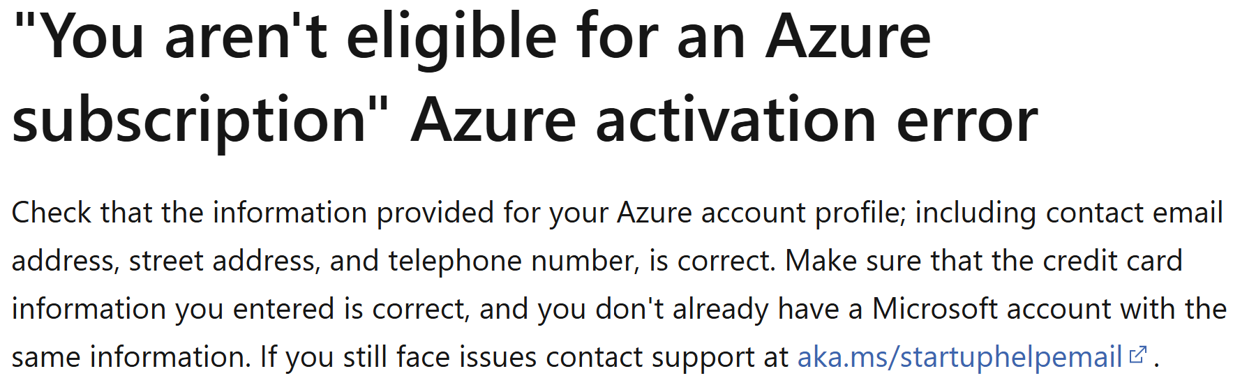Azure showing not eligible - Microsoft Q&A