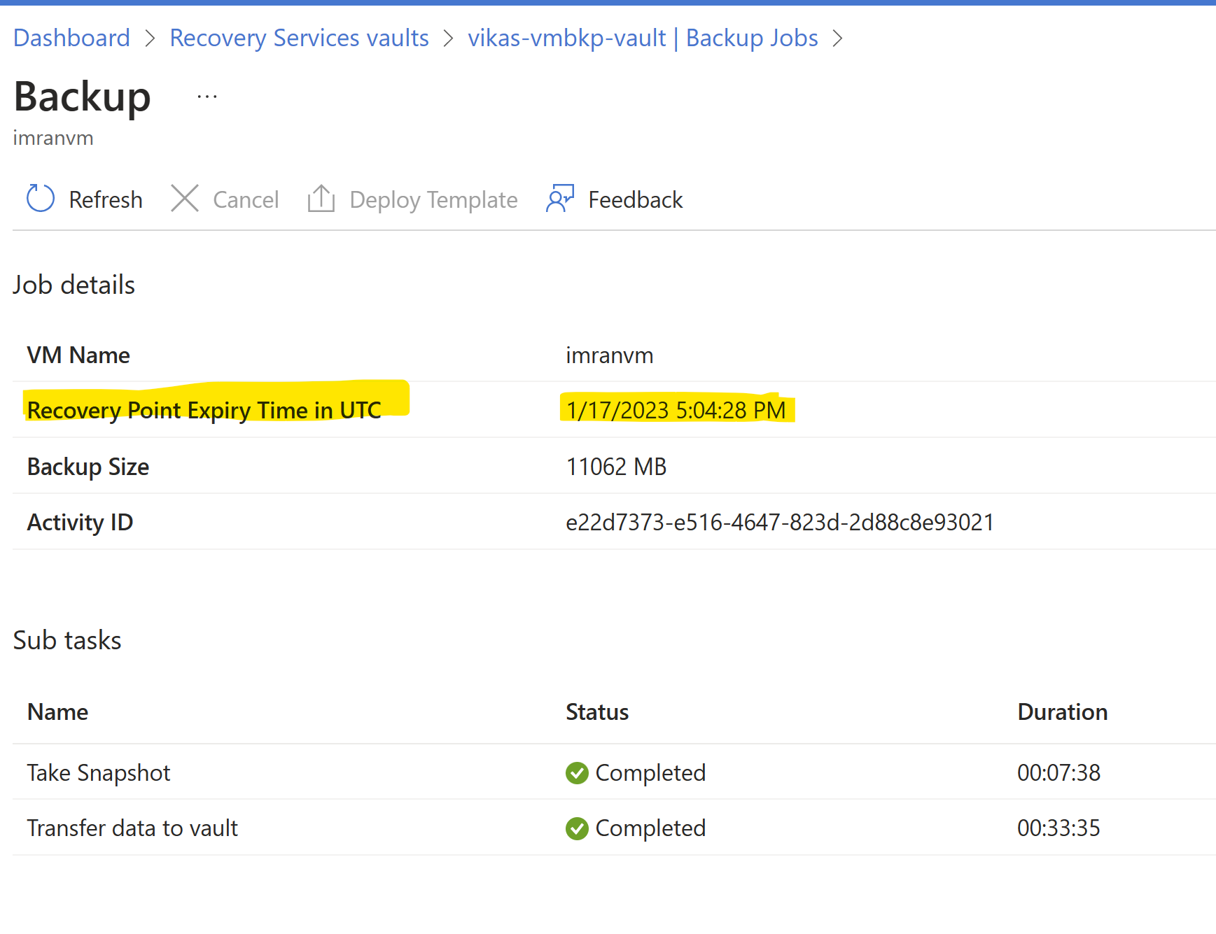 Unable To See Backup Item Expiry Date In Portal Microsoft Qanda 