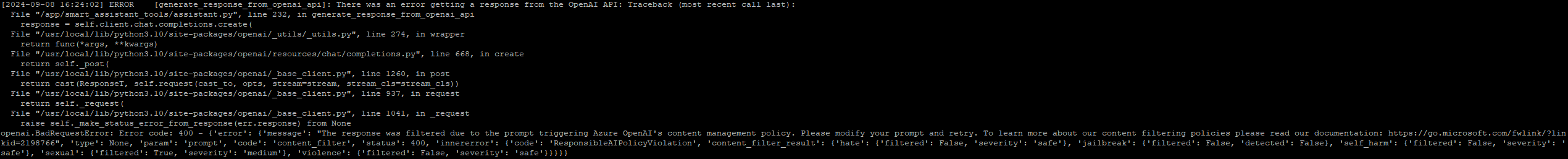 Prompt Was Filtered Due To Triggering Azure Openais Content Filtering System Microsoft Qanda