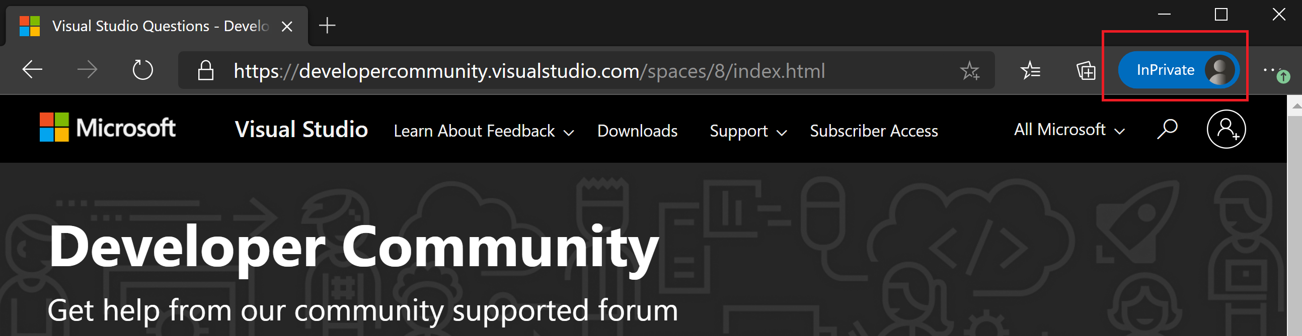 Why I can't login the the https://developercommunity.visualstudio.com ...