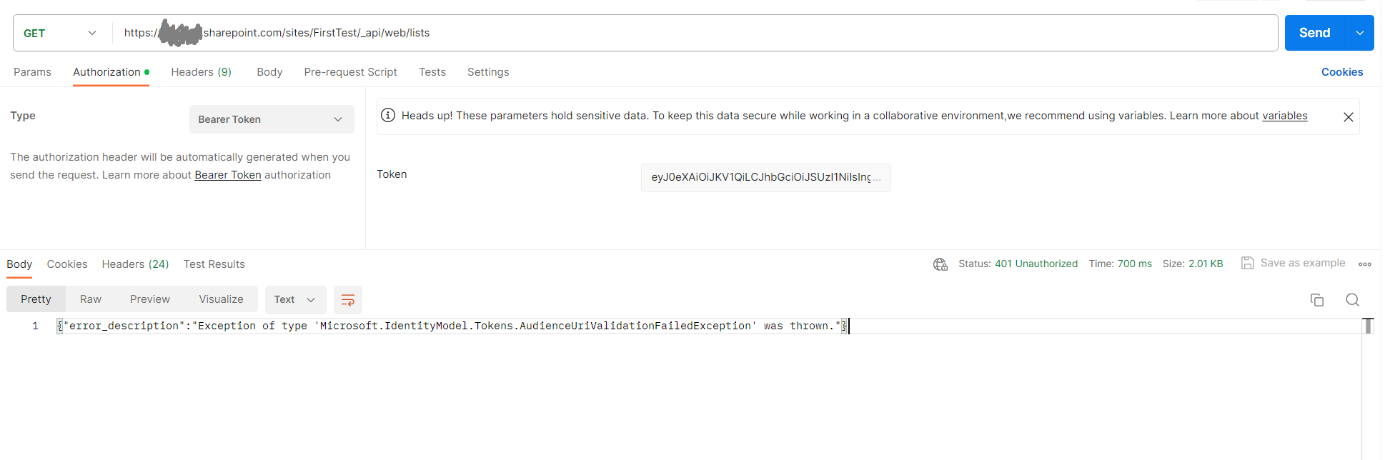 Access Token For Sharepoint Api Is Not Valid Audienceurivalidationfailedexception Microsoft Qanda
