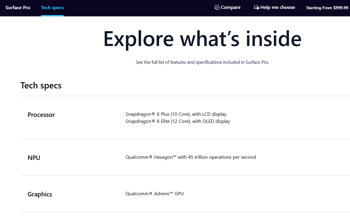 Snapdragon X elite chipset in the new surface pro tablet - Microsoft Q&A