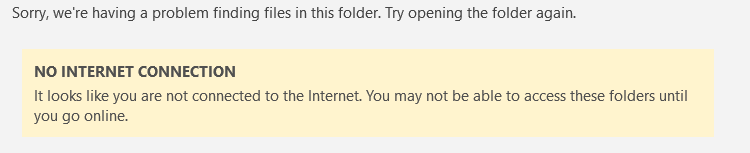Cannot access OneDrive. It states no Internet connection, but I am ...