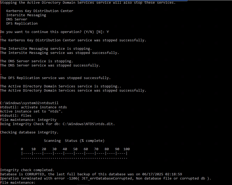 Active Directory Replication Failure & NTDS Corruption (Single DC/GC Environment) - Microsoft Q&A
