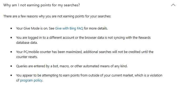 Microsoft points not adding when I search - Microsoft Q&A