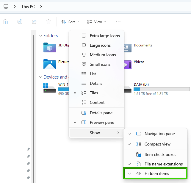 Appdata not showing up in file explorer. - Microsoft Q&A