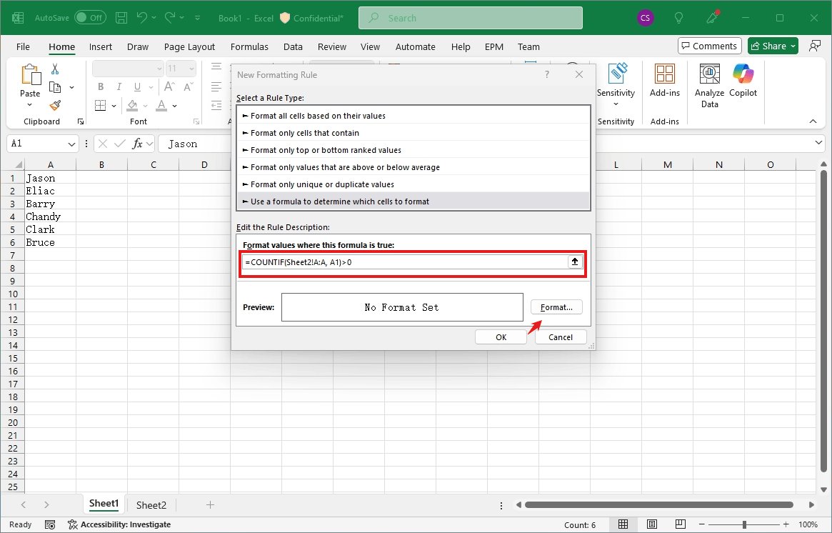 Find common names in 2 different tabs on an excel spreadsheet? Common data? - Microsoft Q&A