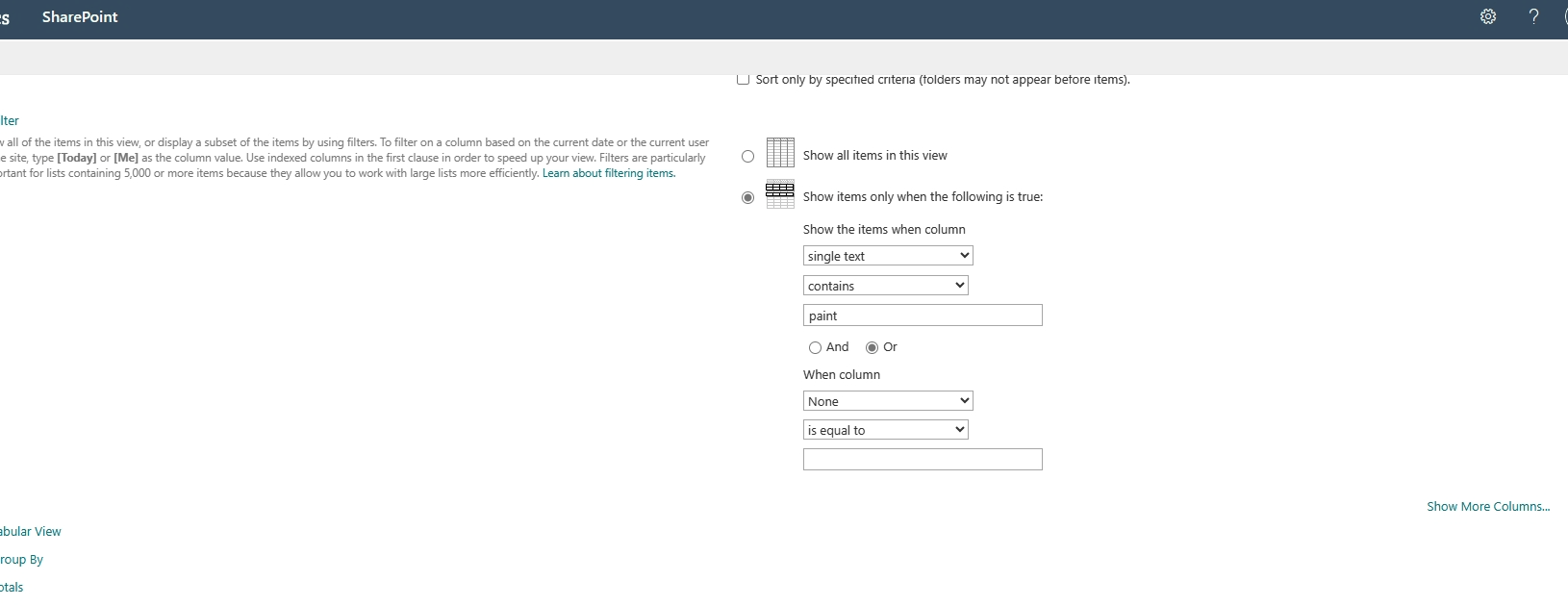 Microsoft Lists - Is there a way to filter by column contains certain criteria similar to excel ...