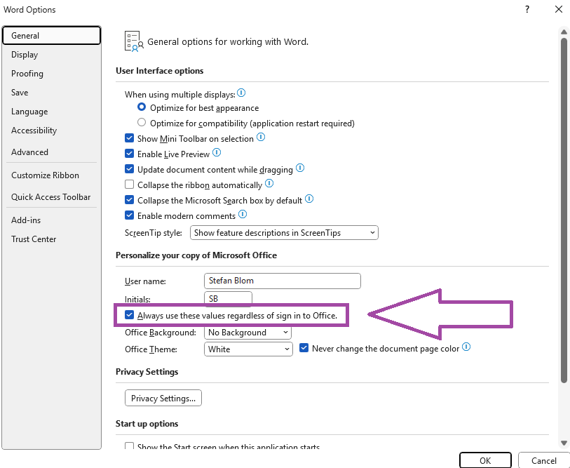 How to make MS365 Office document "Author" name same as revised "User ...