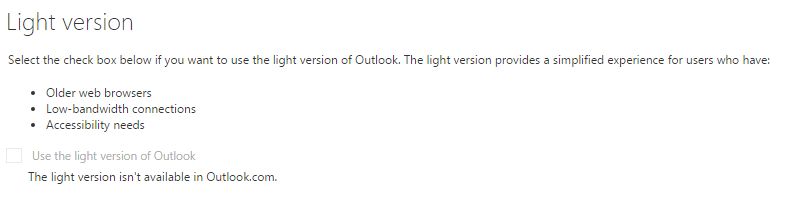 How to enable outlook light version? - Microsoft Q&A