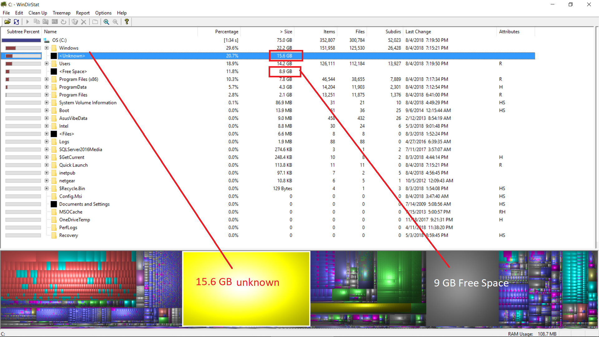 missing disk space - Microsoft Q&A