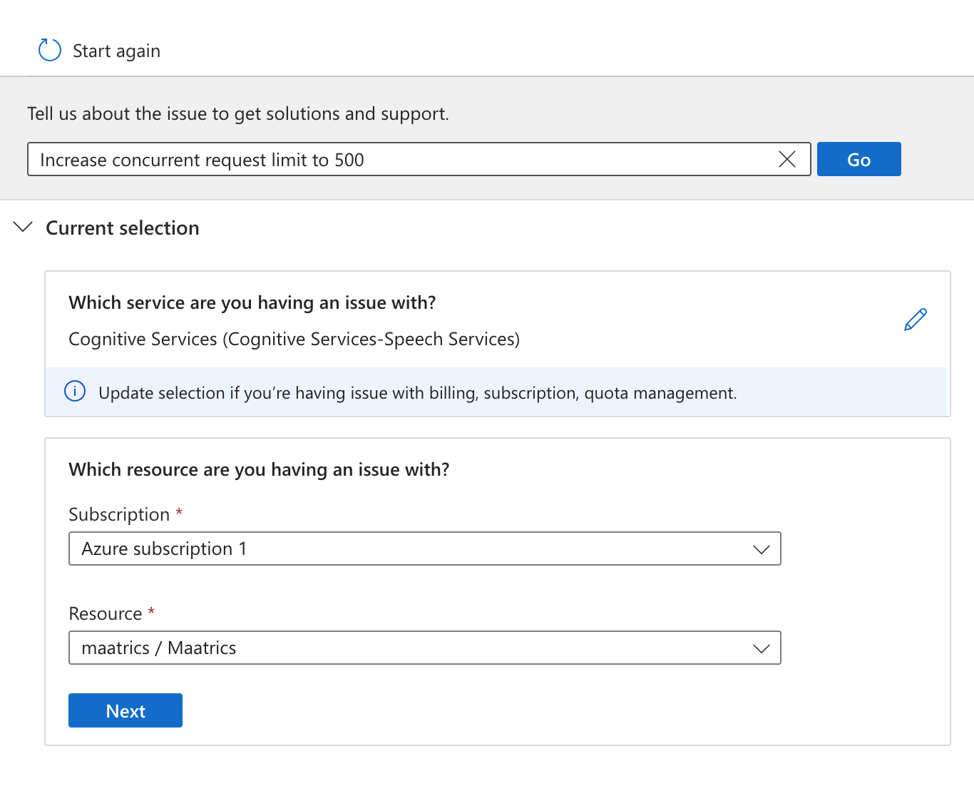 How to increase concurrent rate limit from 100 to 500 for Azure Speech Services - Microsoft Q&A