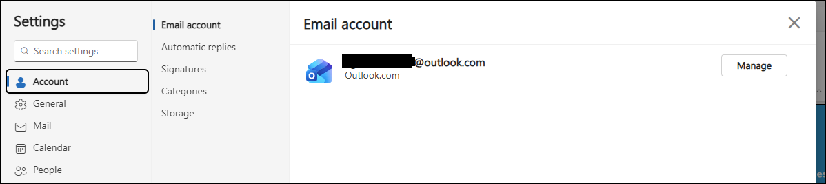My outlook account wont give me an option to add email accounts ...