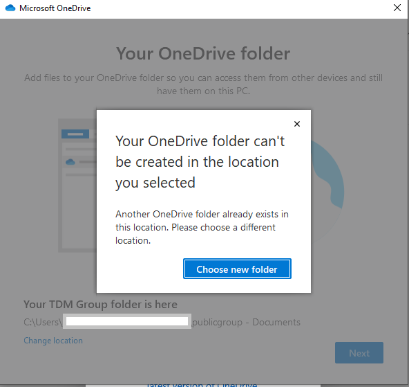 Error When Syncing Sharepoint Library With One Drive Another Onedrvie Folder Already Exsists