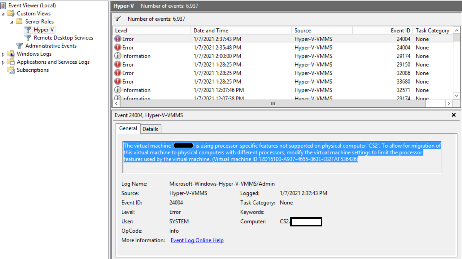 Live Migration Failed The Operation Did Not Complete On Resource
