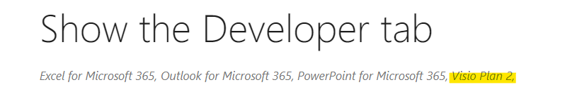 Developer mode for Web Visio - Microsoft Q&A