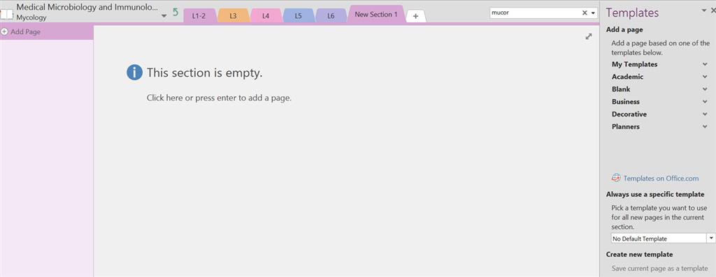 How do you change the default section template for Onenote 2013 ...