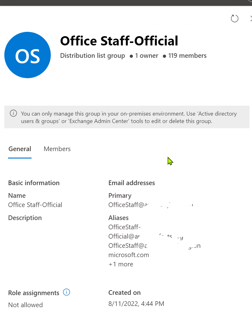 How do I manage a DL in office365 as there's no permissions to add ...