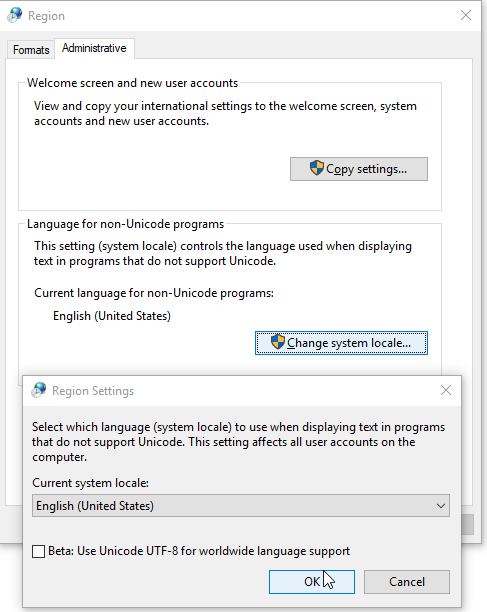 Windows 10 System Information Locale value shows 