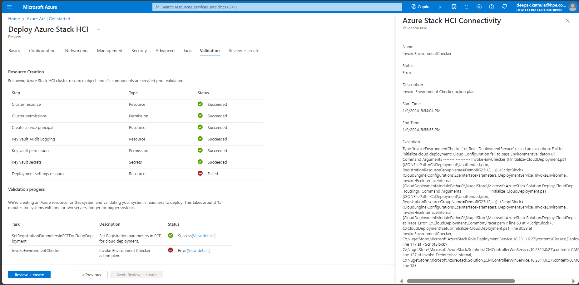 Azure Stack Hci 23h2 Cluster Deployment Validation Error Invoke Environment Checked Of