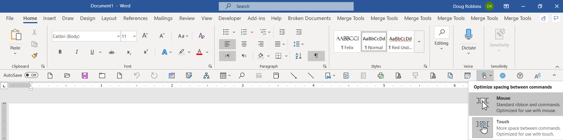 Bizzare ribbon spacing in WORD 365 home ribbon. - Microsoft Q&A