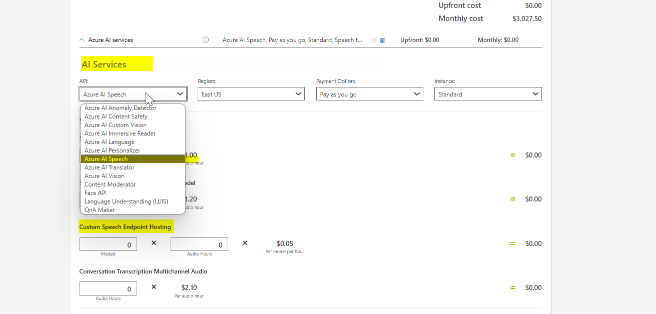 Azure Custom voices How should I calculate Endpoint hosting cost ...