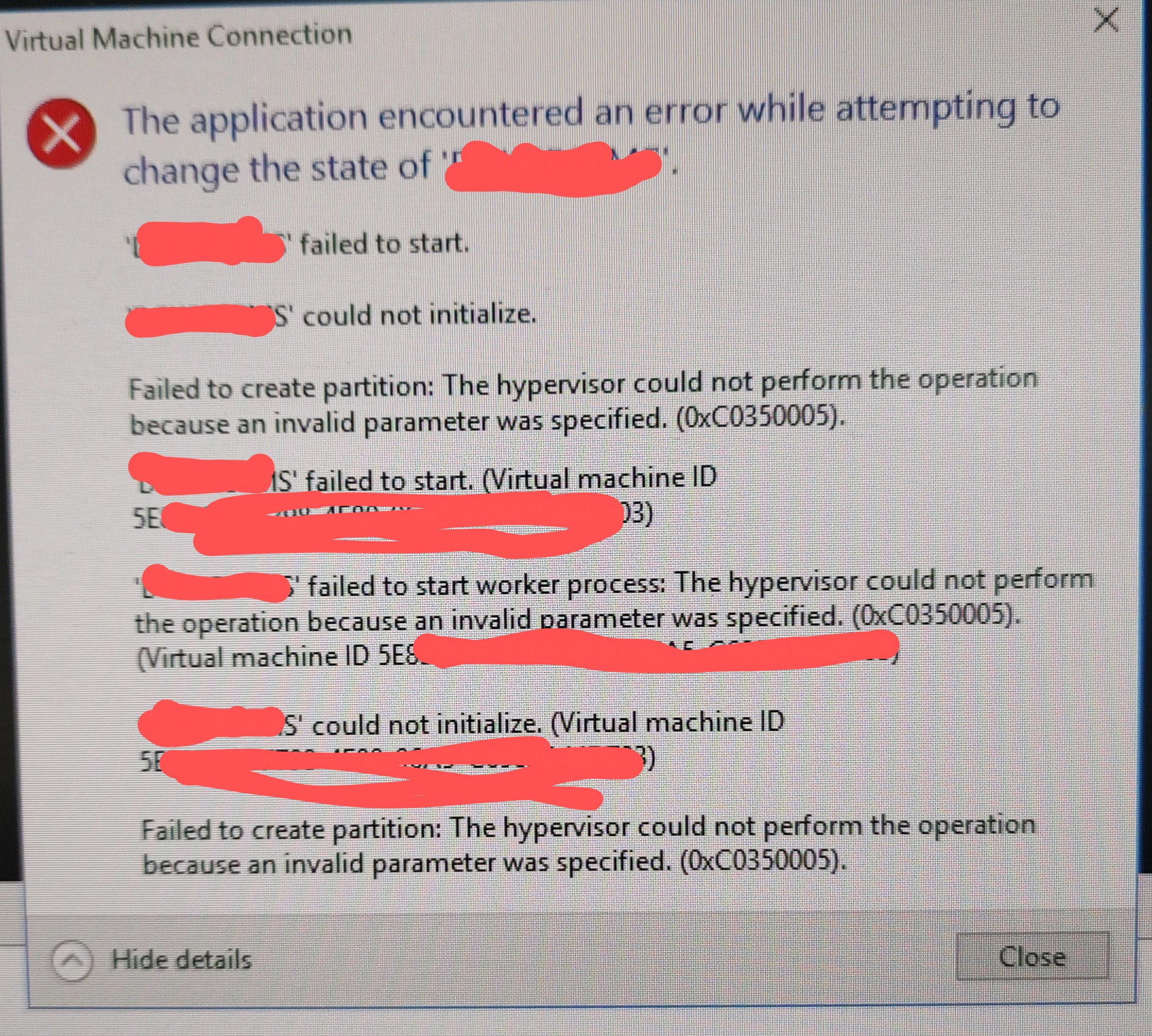 "Windows virtual machine" could not initialise - Microsoft Q&A