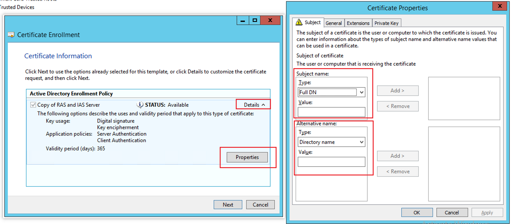 How can I add the base FQDN to an additional SAN field to the LDAP cert ...