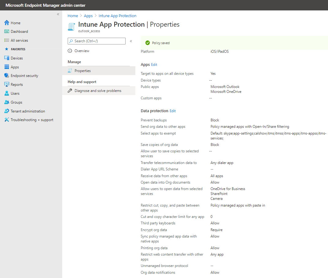 App Protection Policies Microsoft Qanda