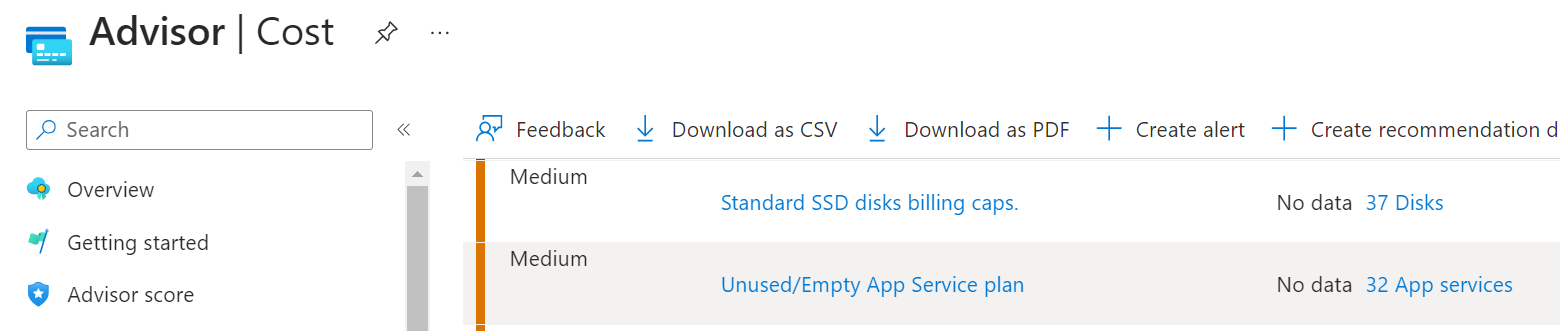 Why no cost saving projection for empty app service plans in Azure Advisor? - Microsoft Q&A