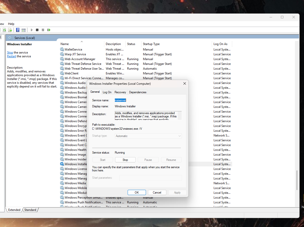 "The Windows Installer Service could not be accessed. This can occur if ...