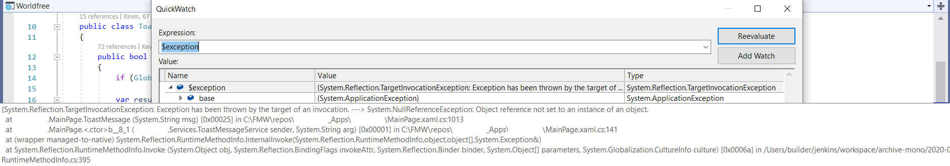 Hi Have A System Reflection Targetinvocationexception Message Exception Has Been Thrown By The