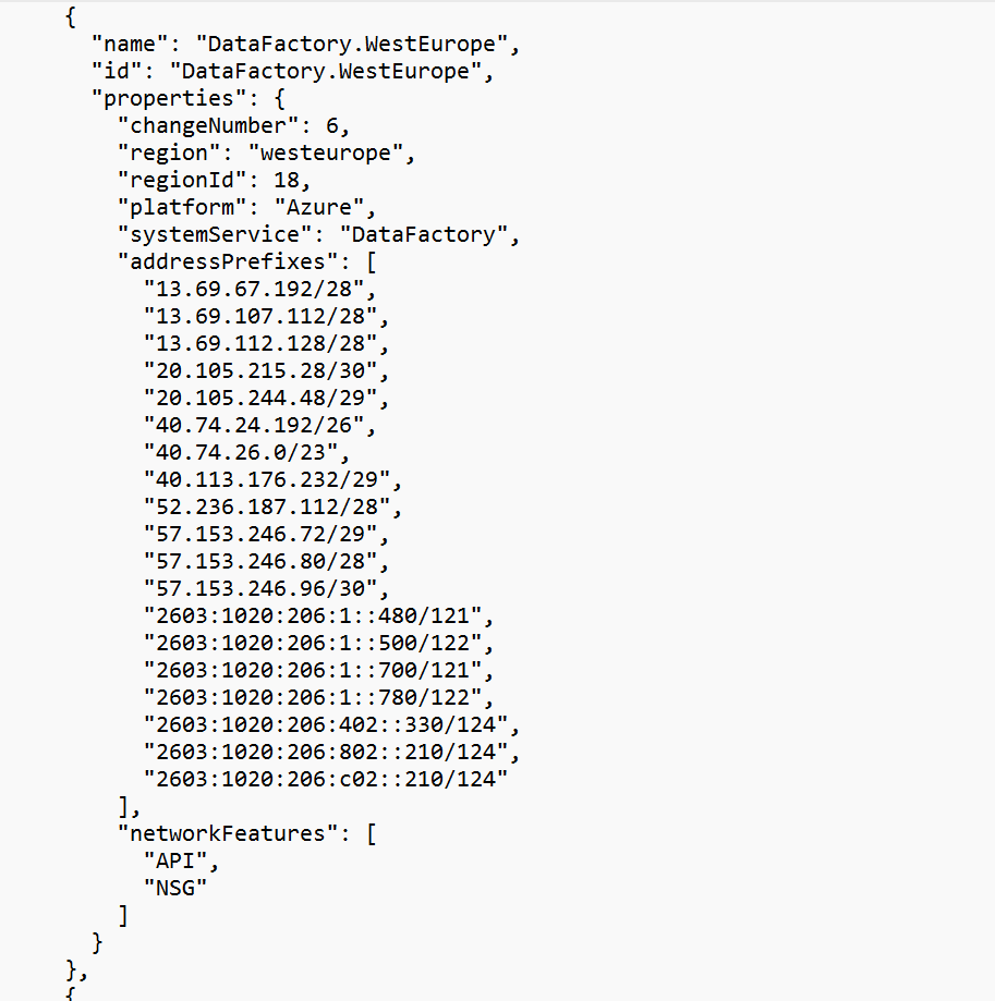 Azure Data Factory IP Address List - West Europe - Microsoft Q&A