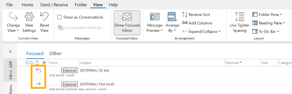 In new Outlook, how do I see the icon that shows I've replied or ...