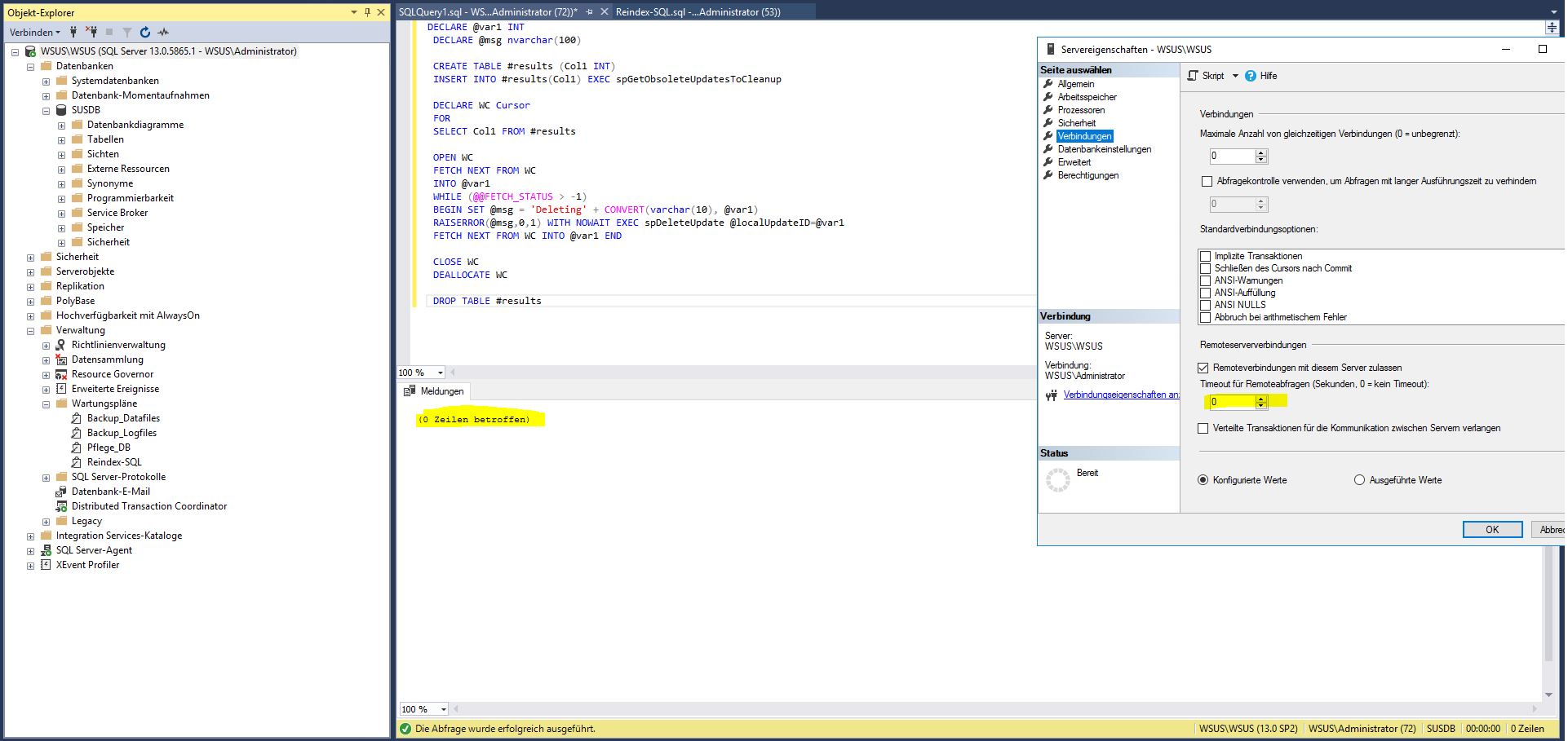 WSUS cleanup aborts - Microsoft Q&A WSUS cleanup aborts - Microsoft Q&A