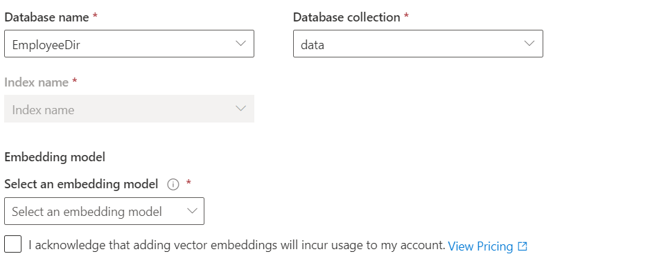 In Azure OpenAI Studio, I'm working on Chat Playground, trying to connect to my own Azure Cosmos ...
