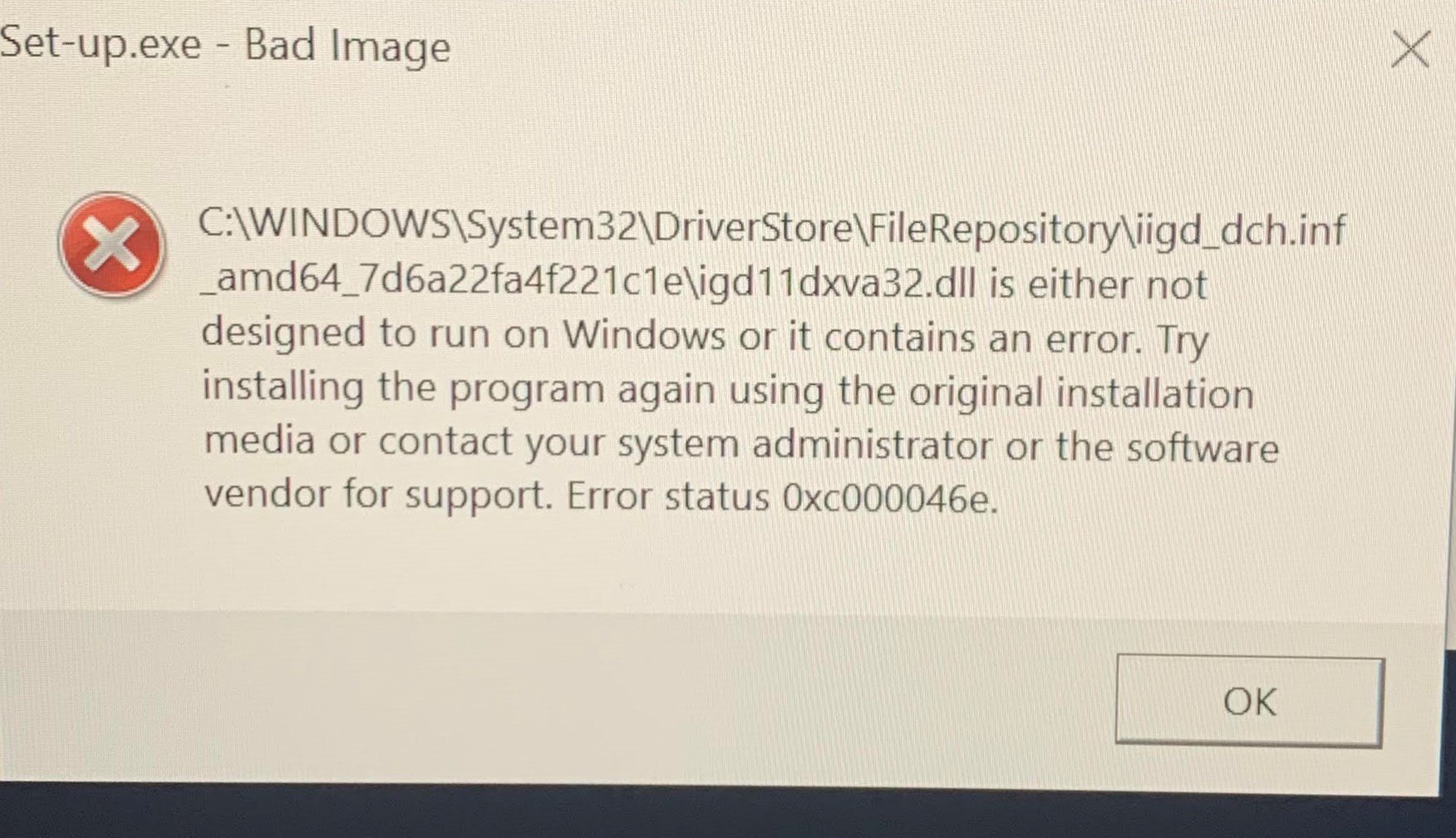 Downgrading to Windows 10 causing file repository errors (Set-up.exe - Bad Image) - Microsoft Q&A