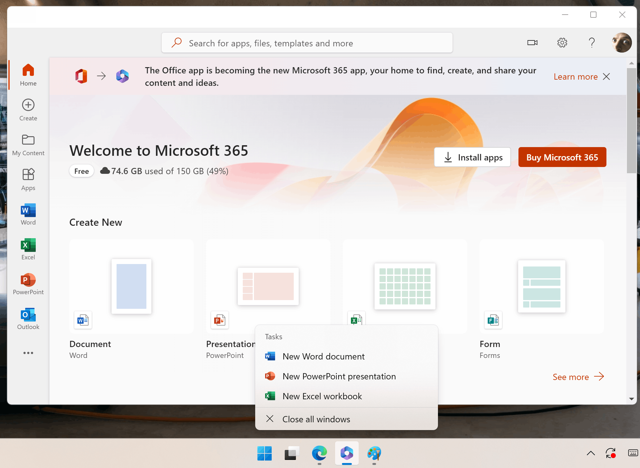 Cannot remove the Office 365 (Microsoft 365) icon from the taskbar ...