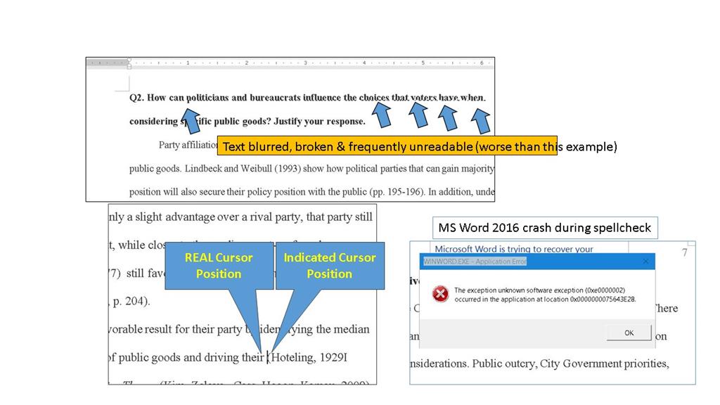 MS Word 2016 (Windows) cursor position and line display problems ...
