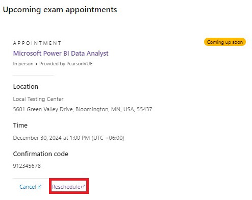 pl300 reschedule - Microsoft Q&A