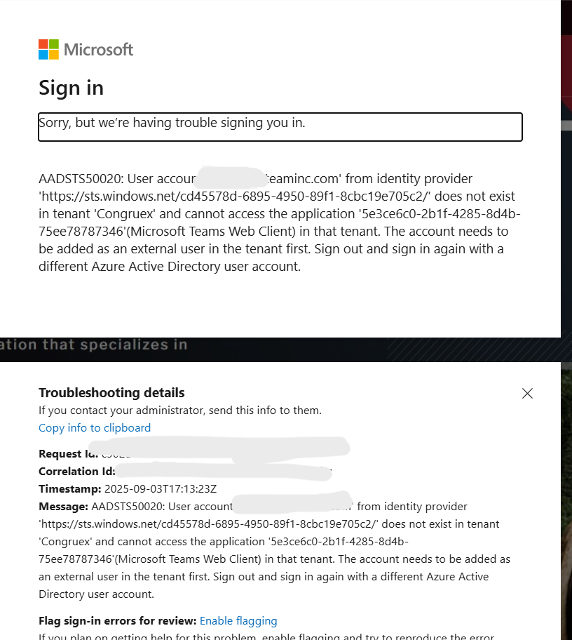 Teams Signin error - Microsoft Q&A