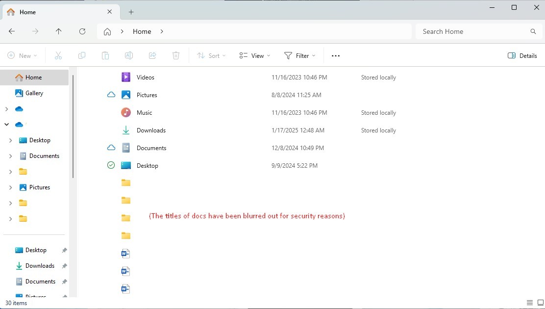 Files explorer missing Recent Files and more on the Home Page ...