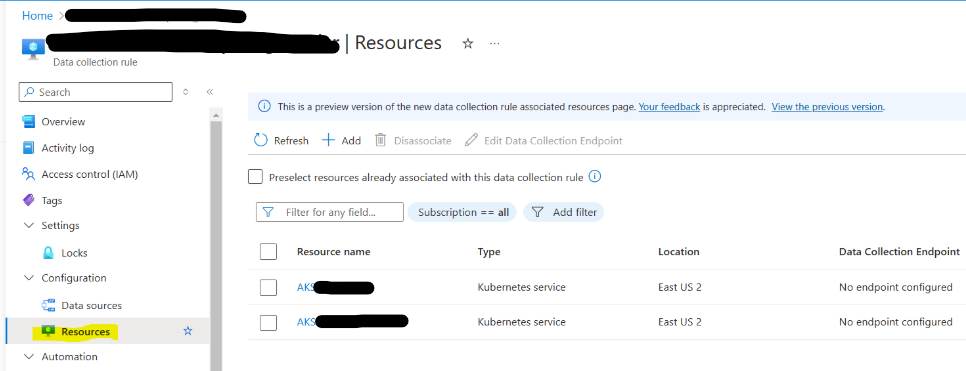Why does a Data Collection Rule (DCR) manually created in the Azure portal correctly associate ...