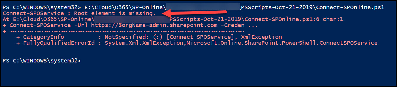 Powershell Error Root Element Is Missing Microsoft Qanda