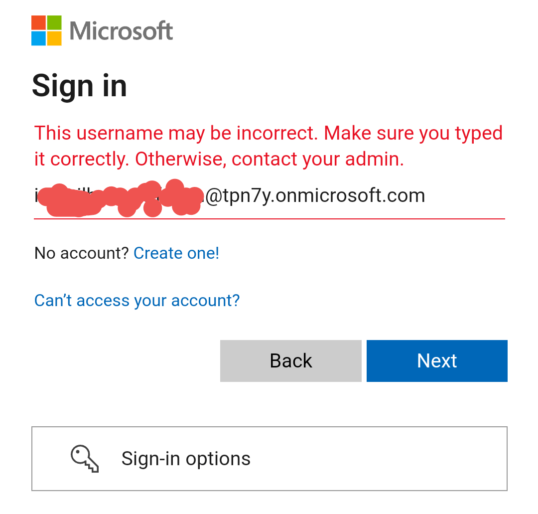 This username may be incorrect. - Microsoft Q&A